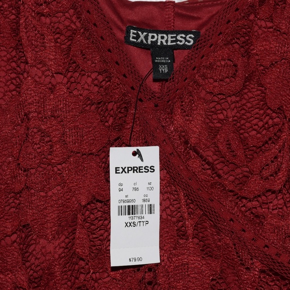 Express | Dresses | Nwt New Express Red Dahlia Lace Slip Dress Xxs ...